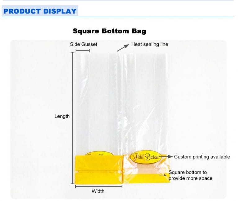 Custom Square Bottom Clear Plastic Bread Bags | Fast Sincere